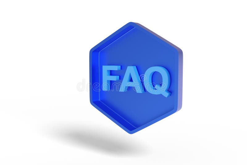 Blue Hexagonal Sign with the Text FAQ. 3d Illustration Stock ...