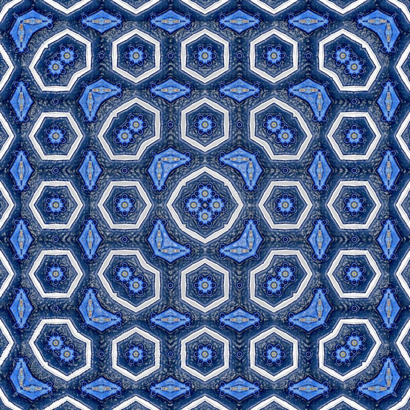 Blue Hexagonal Square Pattern Ornament Stock Photo - Image of design ...