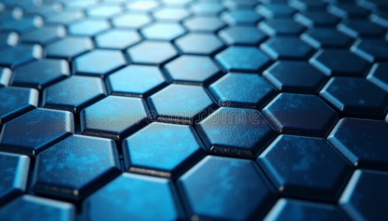 Blue Hexagonal Tile Pattern with Textured Surface Stock Photo - Image ...