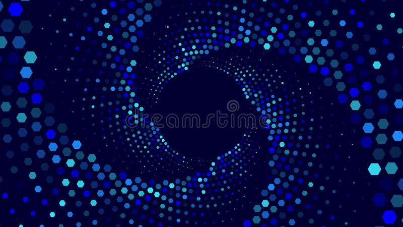 Blue Hexagons Forming a Swirling Spiral Pattern Around a Dark Center ...