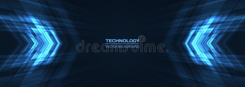 Blue Hi Tech Digital Arrows on Dark Abstract Background. Stock Vector ...