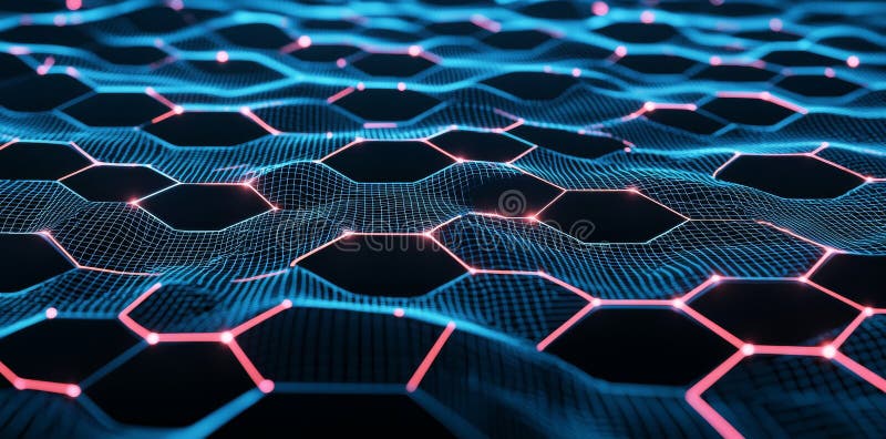 Blue Hi Tech Digital Hexagonal Network with Glowing Location Point ...