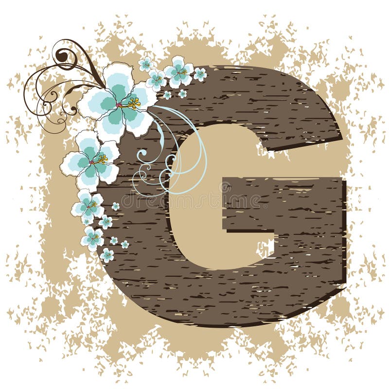 Blue Hibiscus Vintage Alphabet G Stock Vector - Illustration of frame ...