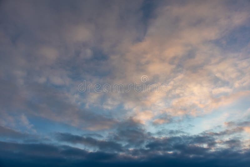 Blue High Layered Epic Clouds on Winter Sunset Sky Stock Image - Image ...