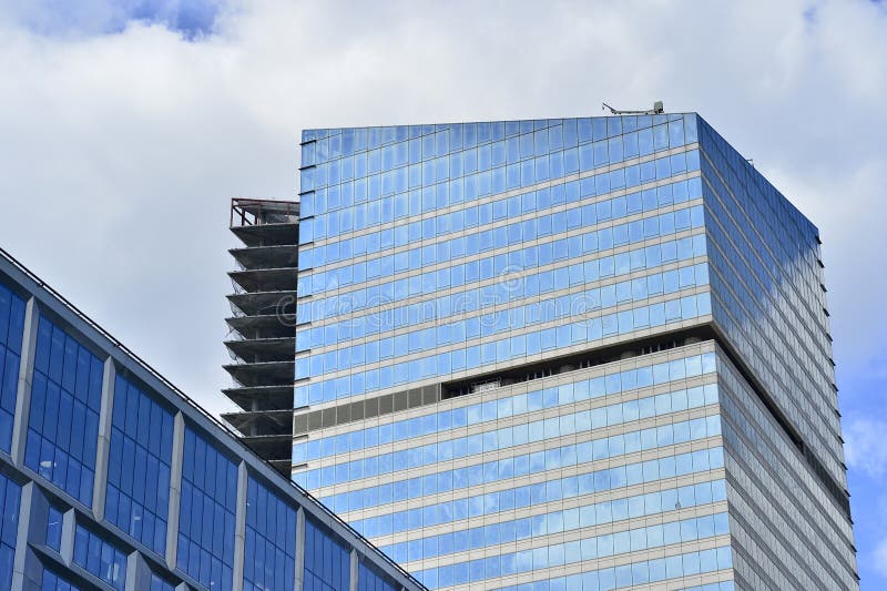 Blue High-rise Office Building in Downtown Moscow. the High-rise ...