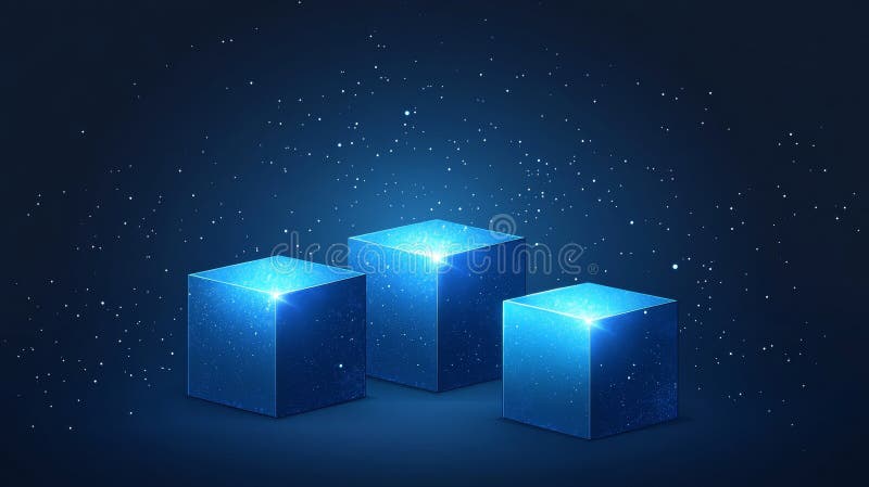 A Blue, High-tech City Scene with a Background of Futuristic Cubes ...