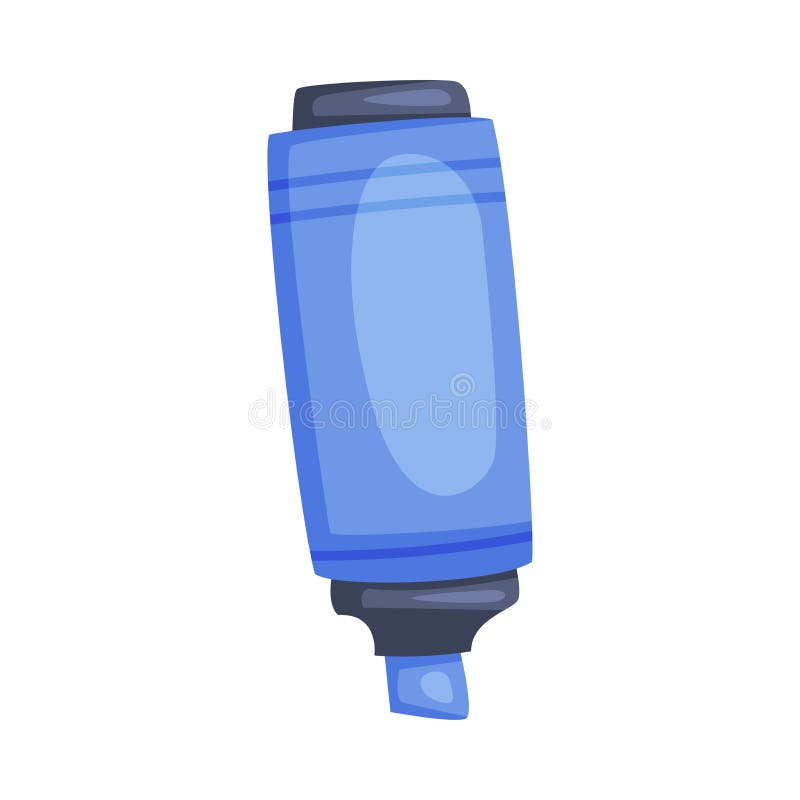 Blue Highlighter As Office Supply and Stationery Object Vector ...