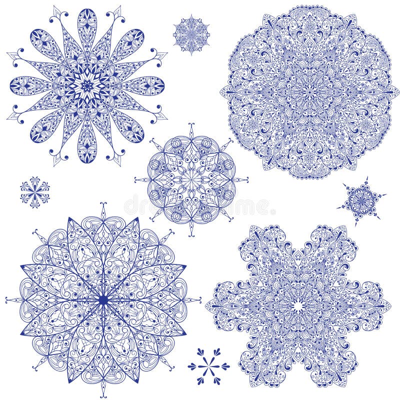 Highly Detailed Blue Snowflake Stock Vector - Illustration of white ...