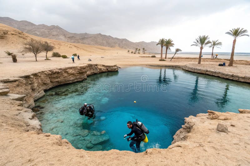Blue Hole Dive Spot in Dahab, Egypt Stock Illustration - Illustration ...