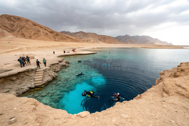 Blue Hole Dive Spot in Dahab, Egypt Stock Illustration - Illustration ...