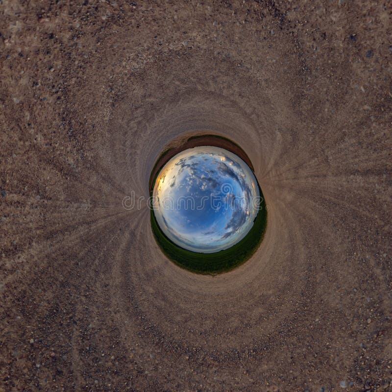 Blue Hole Sphere or Globe Little Planet Inside Grass or Sand or Dry ...