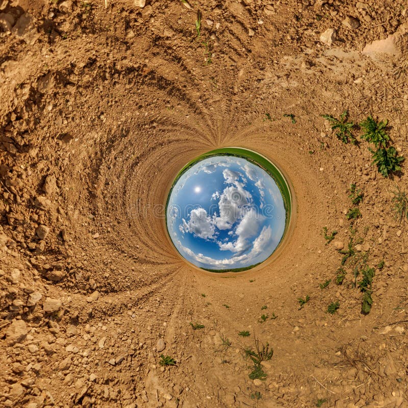 Blue Hole Sphere or Globe Little Planet Inside Sand or Dry Ground Frame ...