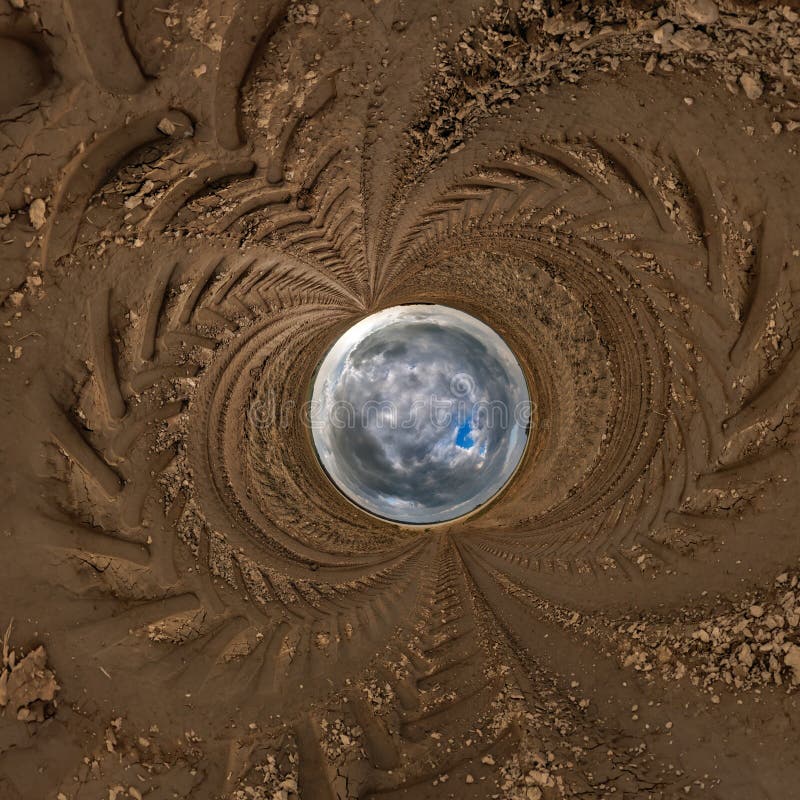 Blue Hole Sphere or Globe Little Planet Inside Sand or Dry Ground Frame ...