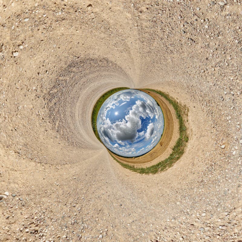 Blue Hole Sphere or Globe Little Planet Inside Sand or Dry Ground Frame ...