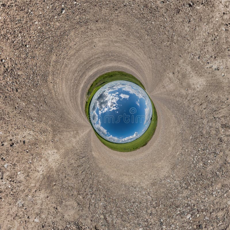 Blue Hole Sphere Little Planet Inside Sand or Dry Grass Round Frame ...