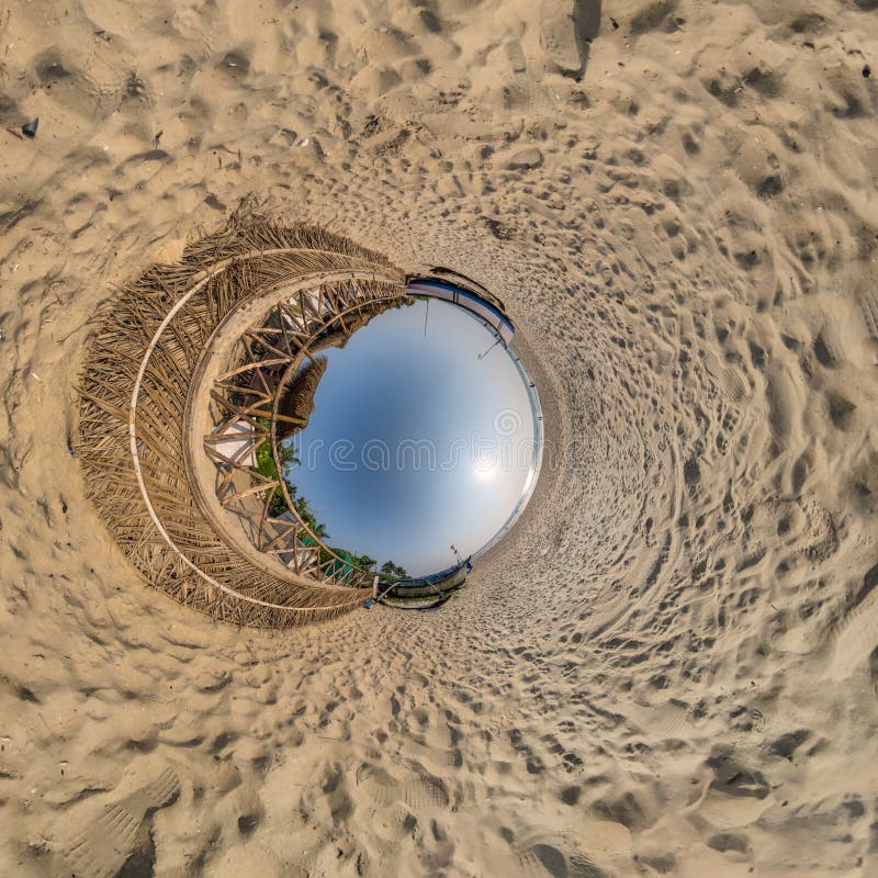 Blue Hole Sphere Little Planet Inside Yellow Sand Round Frame with ...