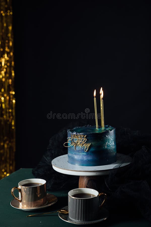 Blue Holiday Dessert Cake for Birthday Party Stock Image - Image of ...