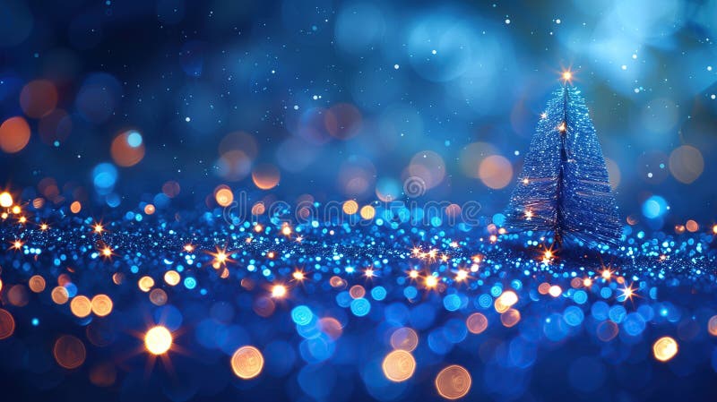 Blue Holiday Glitter Background with Christmas Tree Bokeh Stock Photo ...