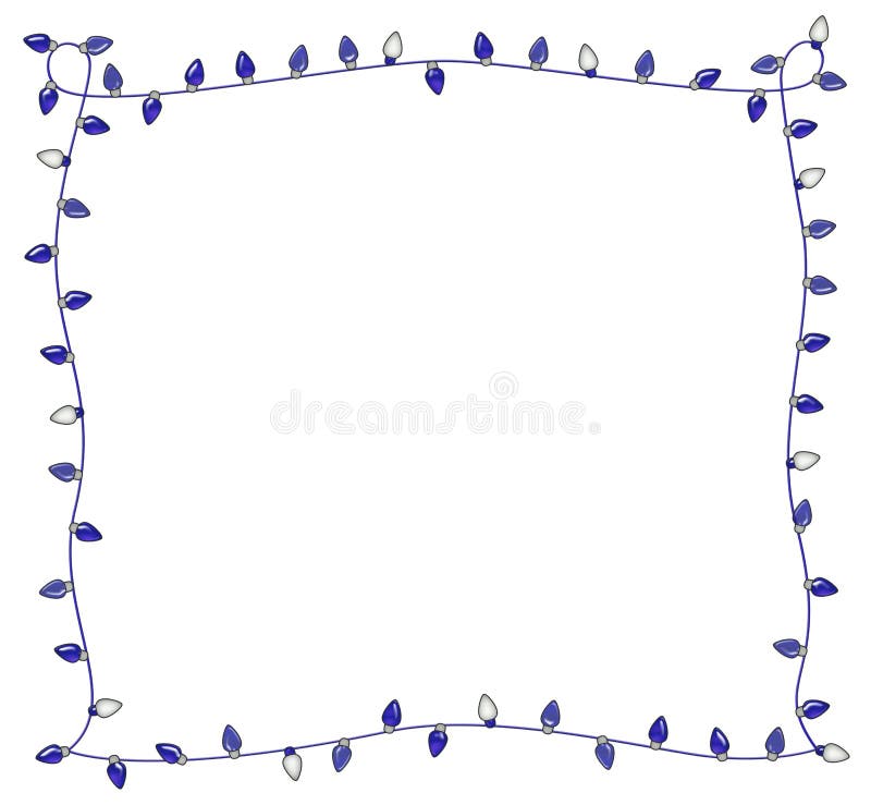Blue Holiday Lights Frame for Hanukkah or Christmas Stock Illustration ...