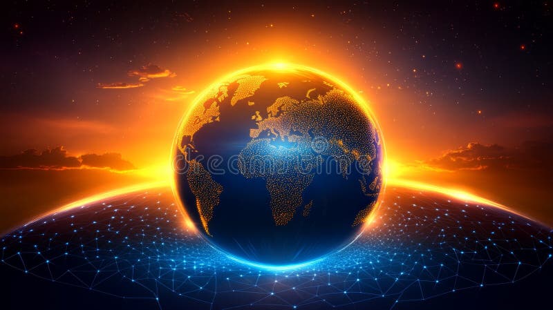 A Blue Hologram Globe Displays Geospatial Data Visualization, Featuring ...