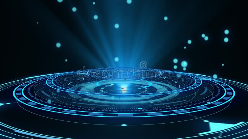 Blue Hologram HUD Circle Interfaces. Digital Data Network Protection ...