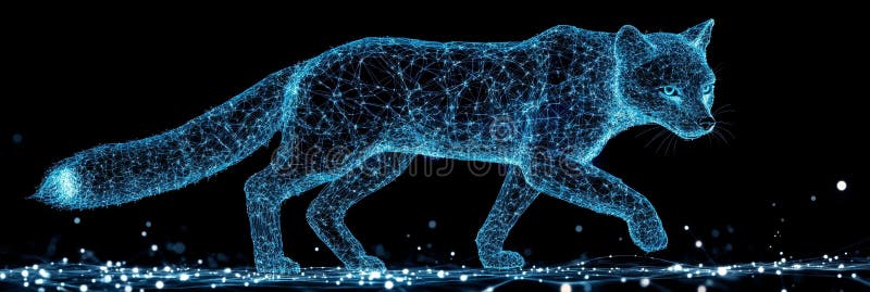 Blue Holographic Fox in Digital Space Representing Innovation ...