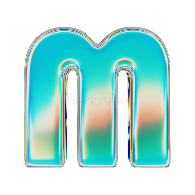 Blue Holographic Letter M. Realistic 3D Render Stock Illustration ...