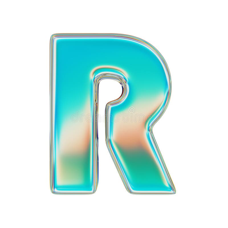 Blue Holographic Letter R. Realistic 3D Render Stock Illustration ...