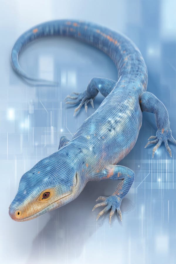 Blue Holographic Lizard, Representation of Digital Innovation and ...