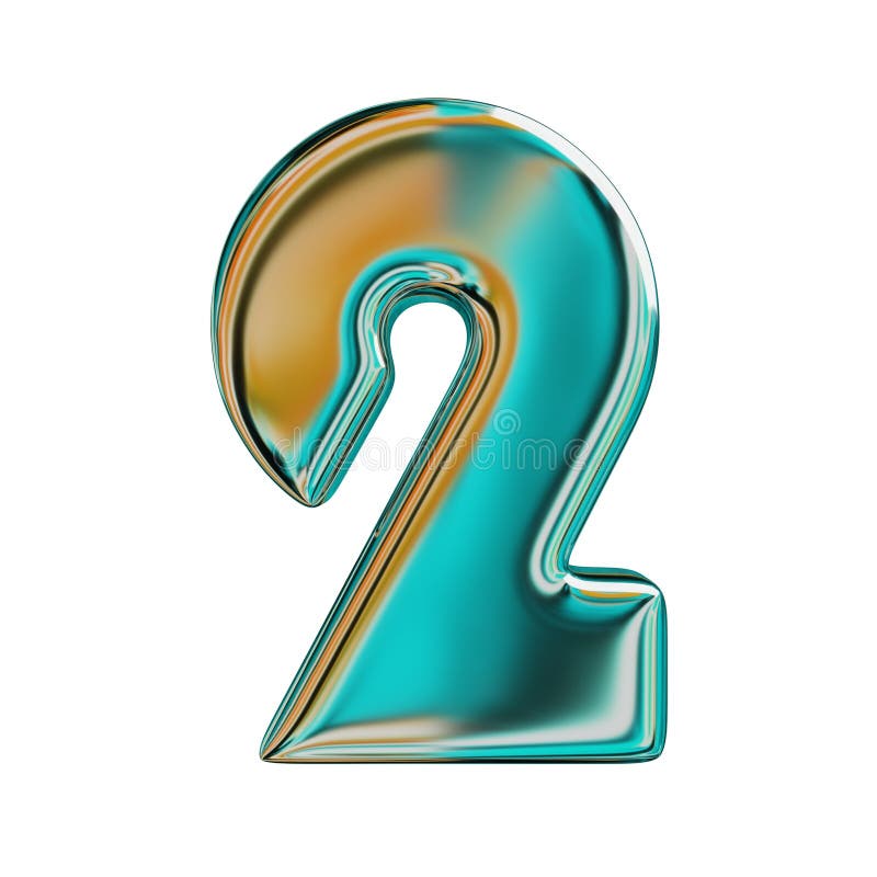 Blue Holographic Number 2. Realistic 3D Render Stock Illustration ...