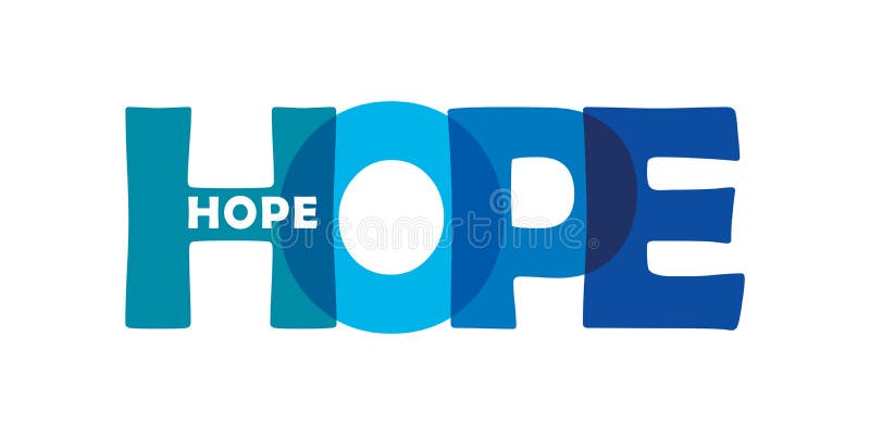 Blue Hope Typography Isolated on White Background Stock Vector ...