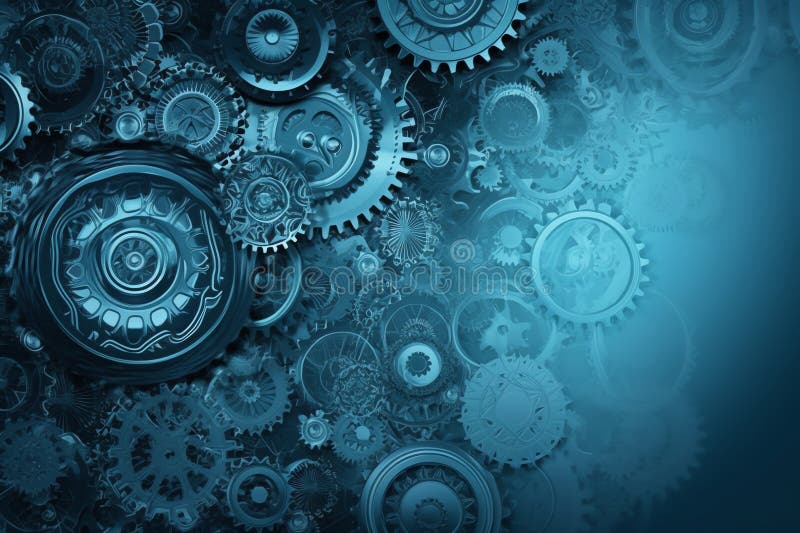 Blue Horizontal Background with Gears. Generative AI Stock Illustration ...