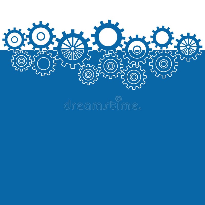 Blue Horizontal Background with Gears Stock Illustration - Illustration ...