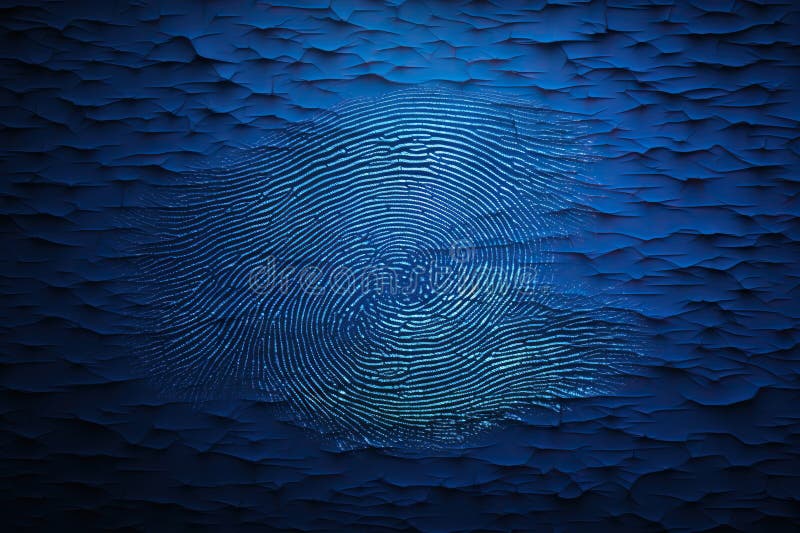 Blue Horizontal Background with Fingerprint Texture Close Up. Generated ...