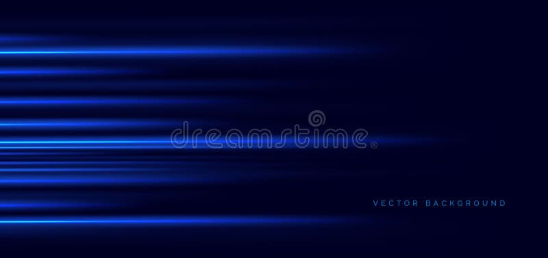 Blue Horizontal Beams on Dark Blue Background. Speed Motion Moving ...