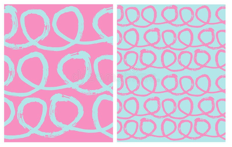 Blue Horizontal Lines with Loops on a Pink Background. Pink Loops ...
