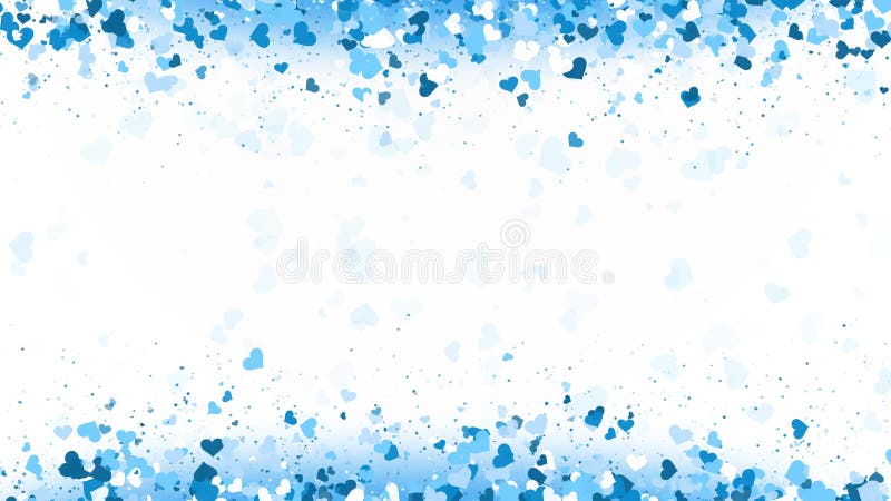 Blue Horizontal Rectangular Animated Romantic Frame of Flying Hearts on ...