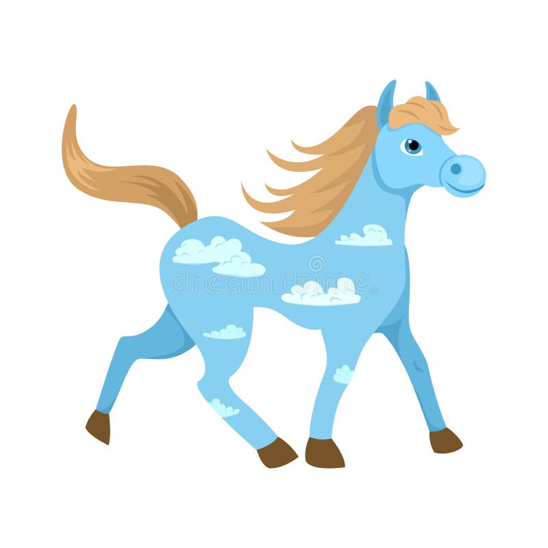 Blue Pony with a Pattern of the Sky on His Body. Vector Illustration ...