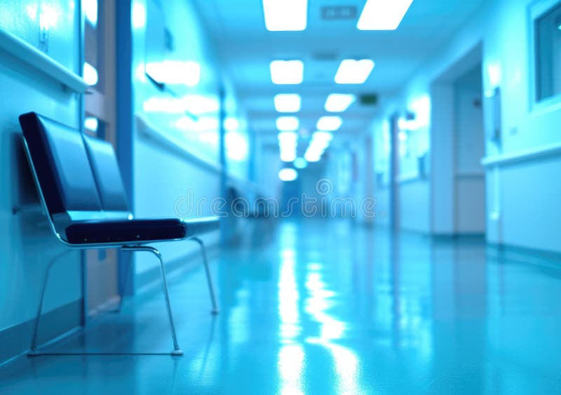 Blue Hospital Corridor stock illustration. Illustration of interior ...