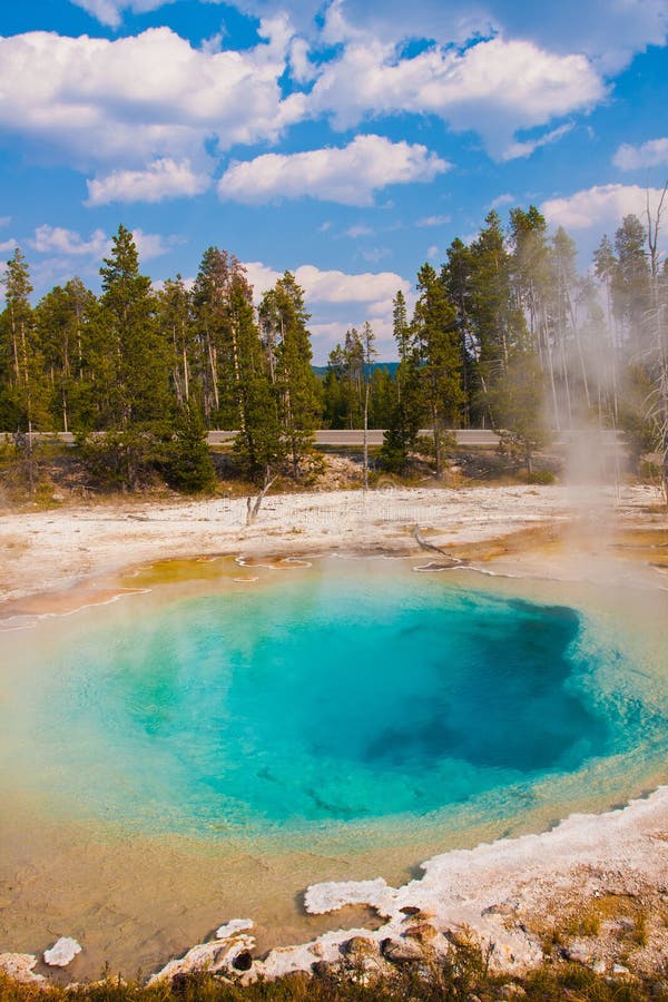 Blue Hot Spring Pool in Yellowstone National Park Stock Image - Image ...