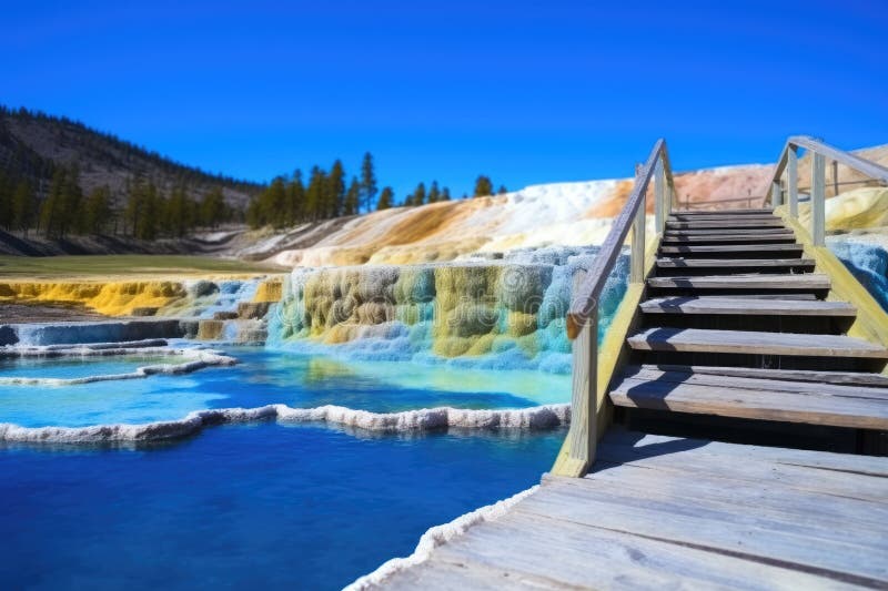 Blue Hot Spring with Ramp Access Stock Photo - Image of scenery ...