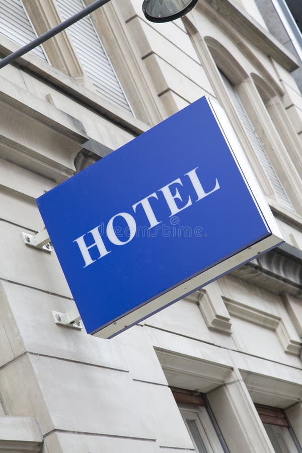 Hotel Sign on Tilt stock image. Image of journey, hotel - 191333403