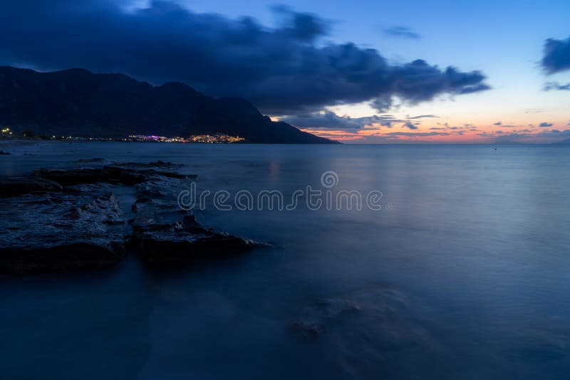 Blue Hour at the Mediterranean Sea Stock Image - Image of sand, holiday ...
