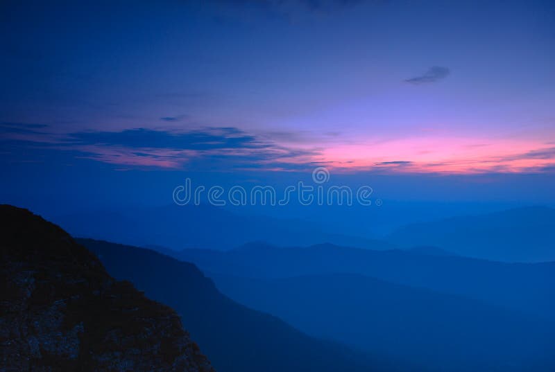 Blue Hour on the Mountains of Ceahlau, Romania Stock Image - Image of ...