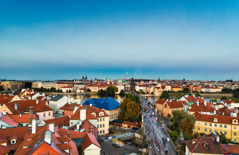 Sunset of Prague stock image. Image of blue, cityscape - 113793051
