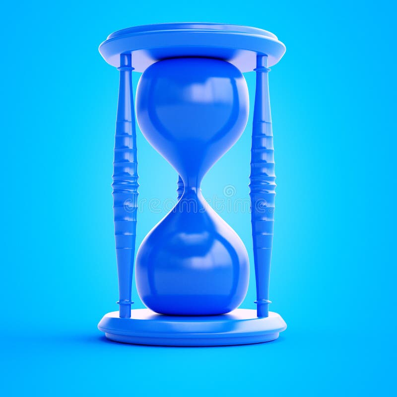 Blue Old Hourglass with Flowing Sand Icon Isolated on Blue Background ...