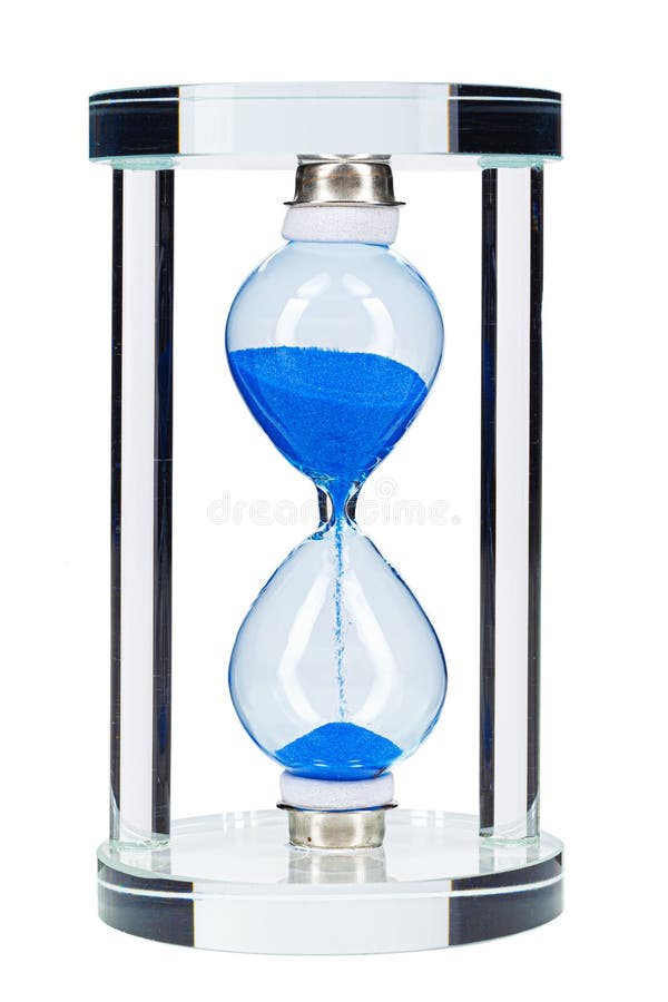 Blue Hourglass Isolated on White Background Close Up Stock Photo ...