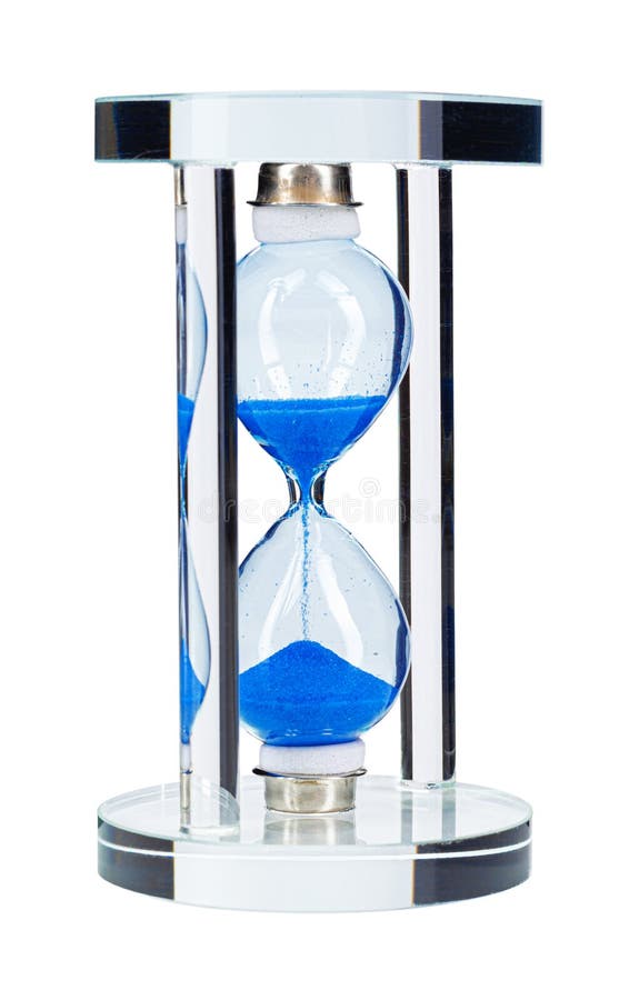 Blue Hourglass Isolated on White Background Close Up Stock Photo ...