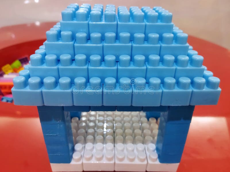 Blue House Build from Plastic Blocks Stock Image - Image of buildings ...