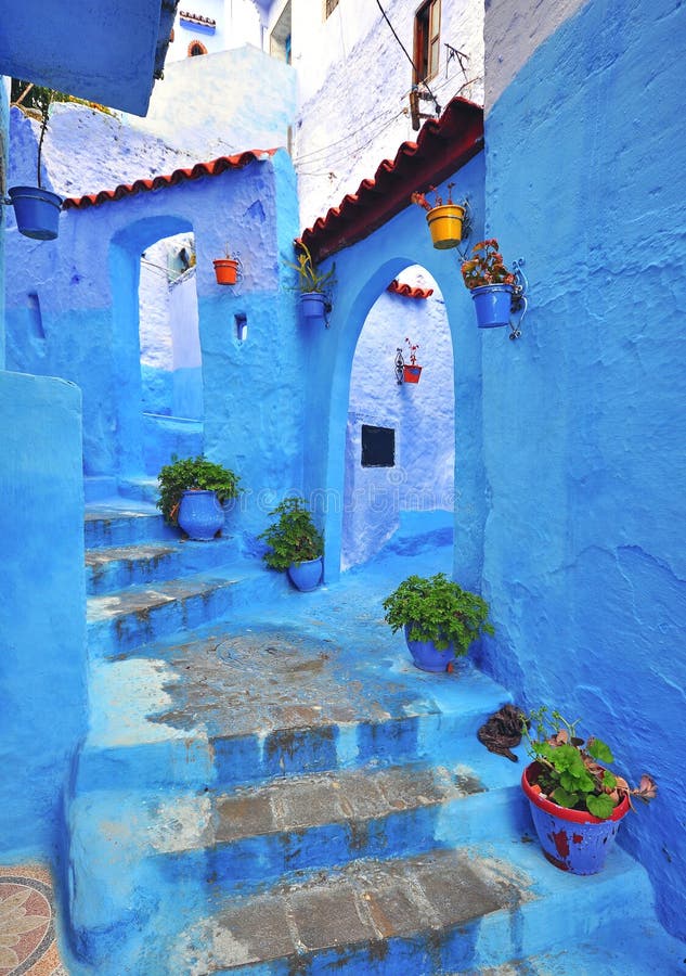 Blue house in Chefchaouen stock photo. Image of facade - 50474902